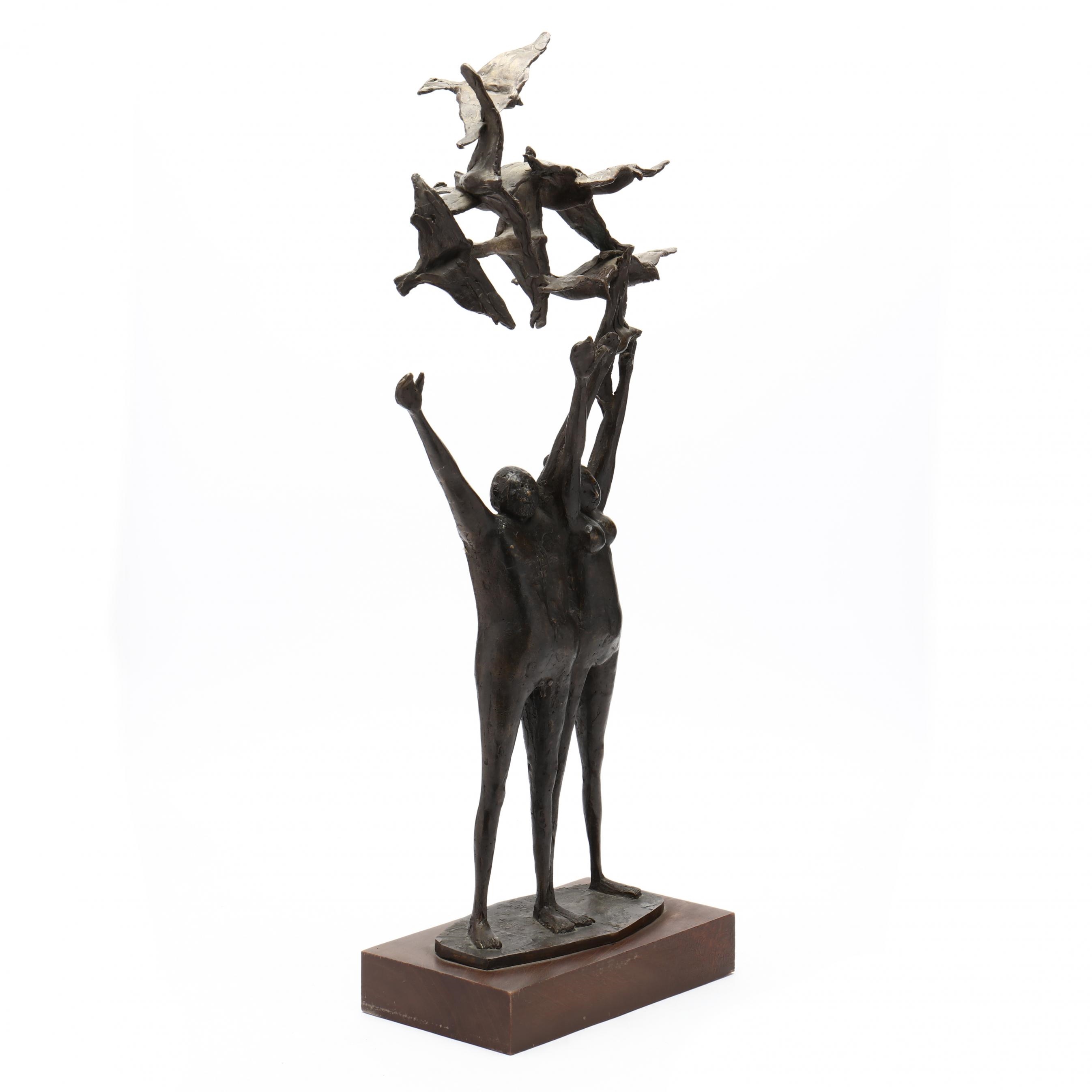 Hugo Daini | Standing Figures with Birds | MutualArt