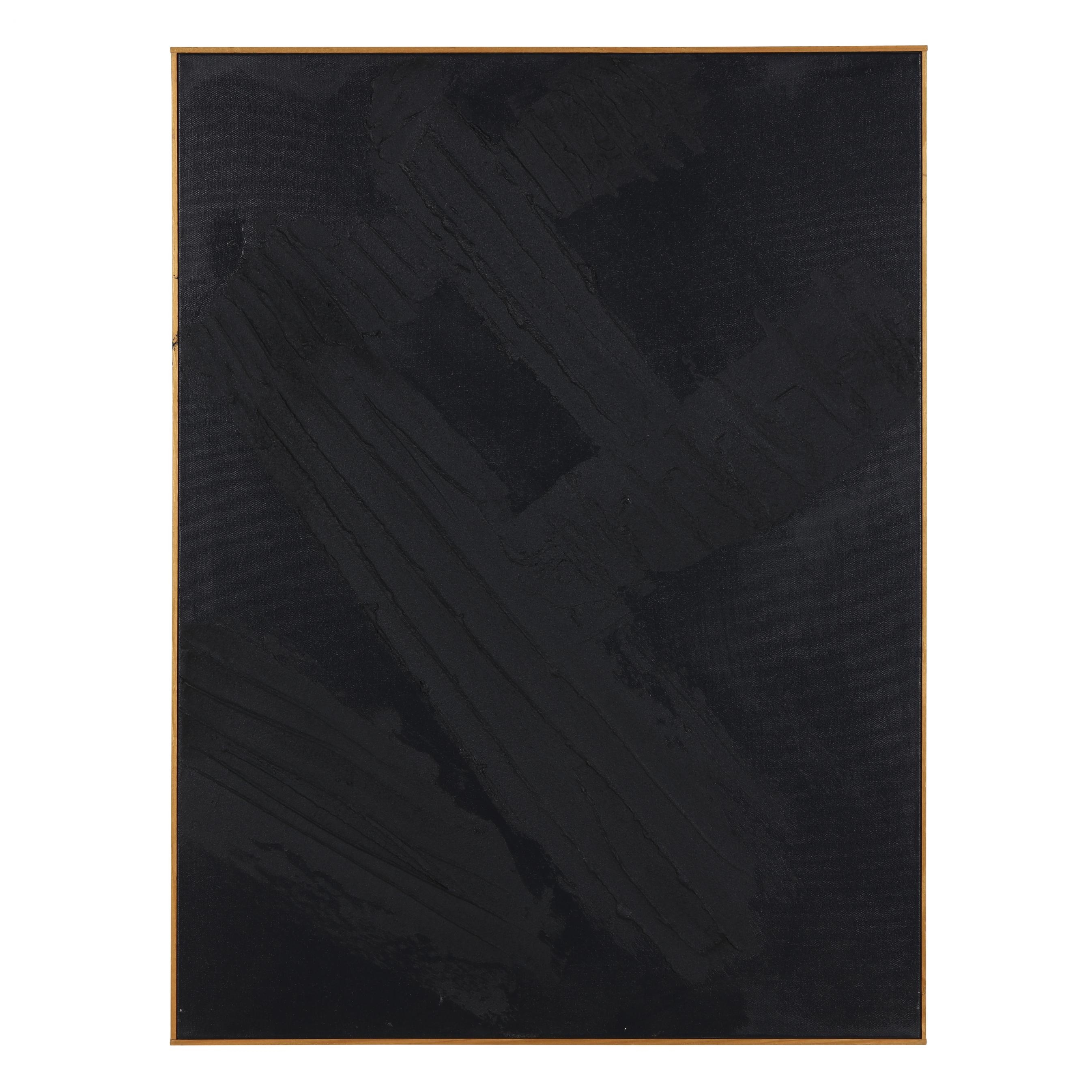 Ron Goins | A Pair of Black-on-Black Abstract Paintings | MutualArt