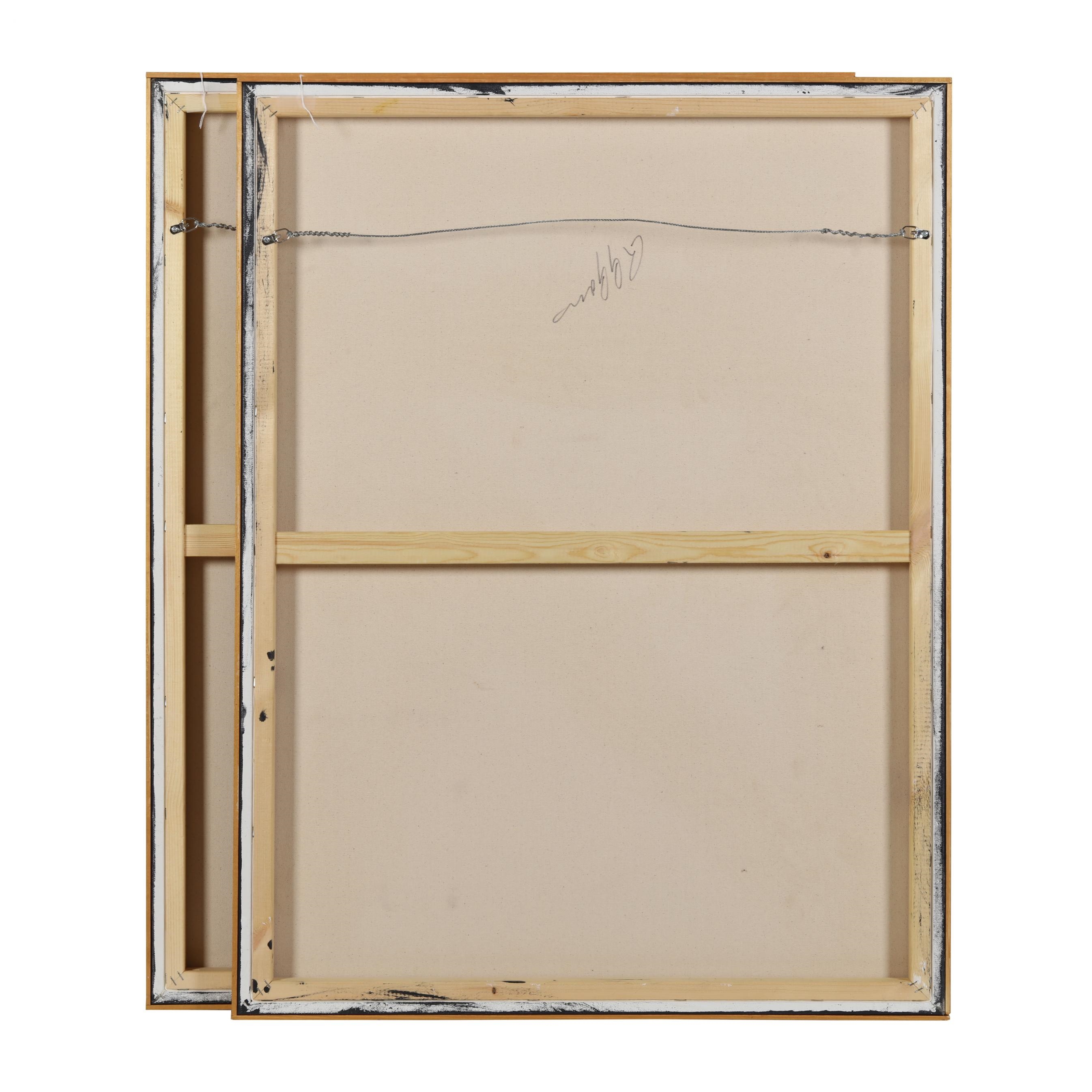 Ron Goins | A Pair of Black-on-Black Abstract Paintings | MutualArt