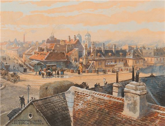 Friedrich Frank | A view over Vienna’s suburb Lichtenthal with Schubert ...