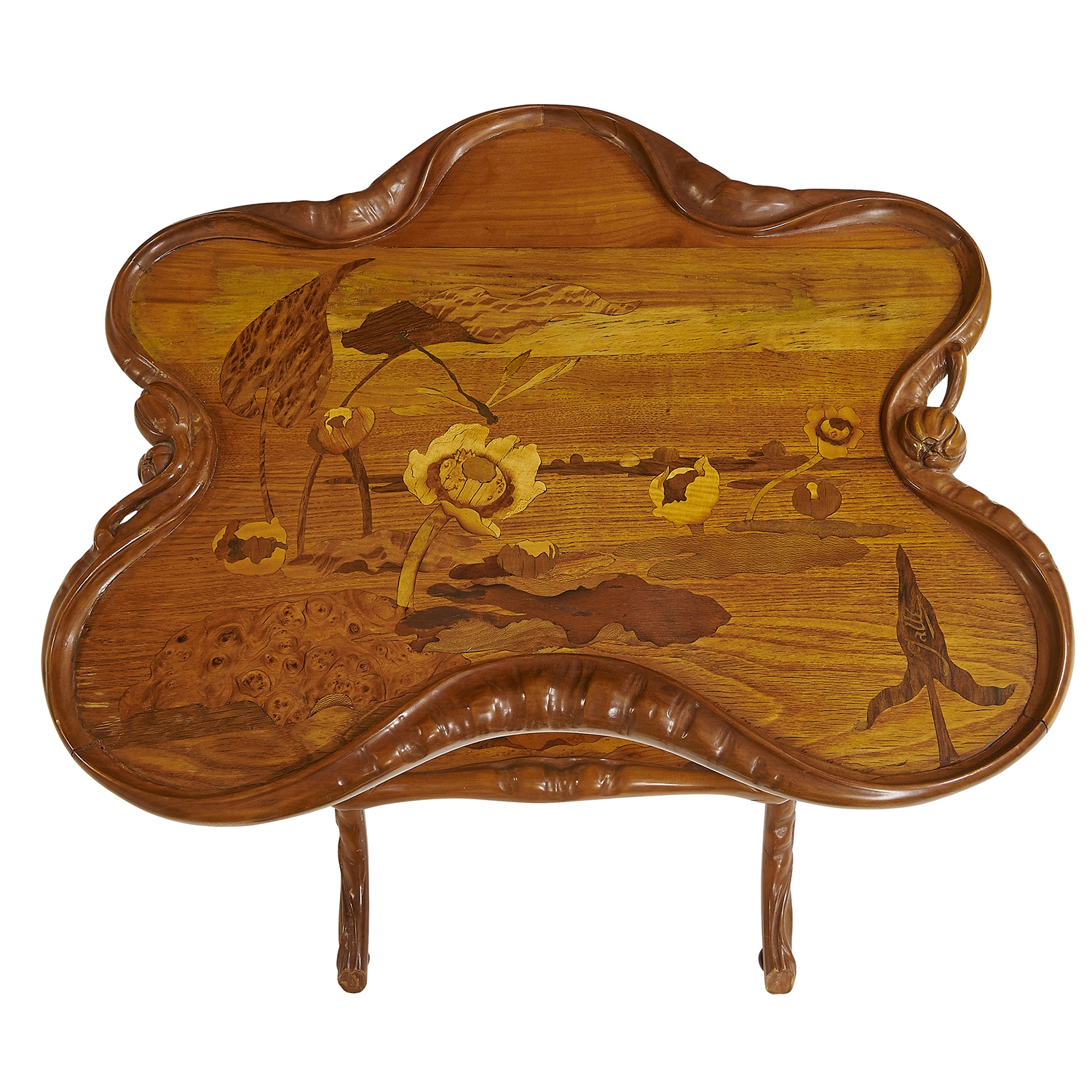 Emile Gallé | rare water lily and dragonfly two-tiered table | MutualArt