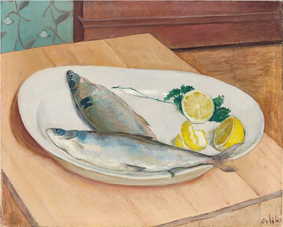 Emil Orlik | Still life with fish. | MutualArt
