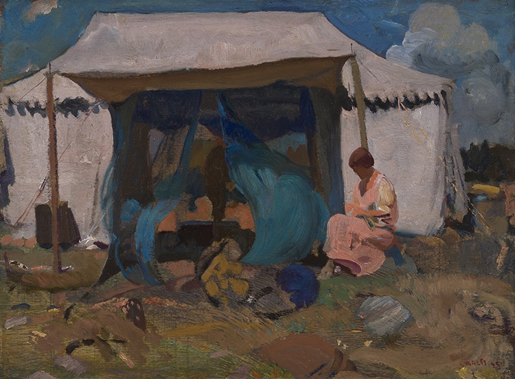 Frederick Horsman Varley | Mrs. Varley in Front of Her Tent (1925 ...