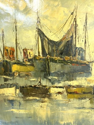 Peter Van Delft | Impressionist Boat Marina Scene Painting | MutualArt