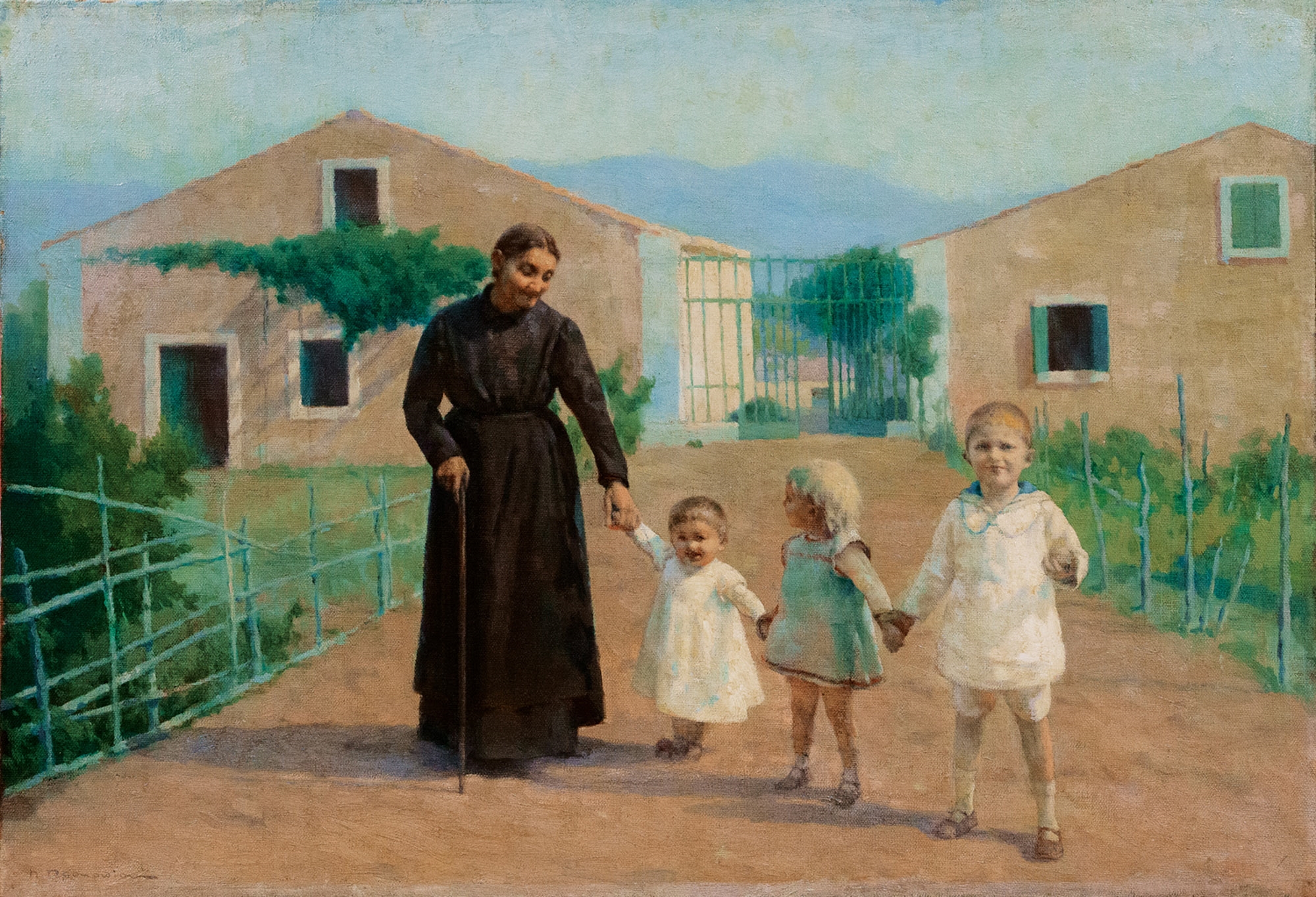 Georgios Prokopiou | Grandmother with her grandchildren | MutualArt
