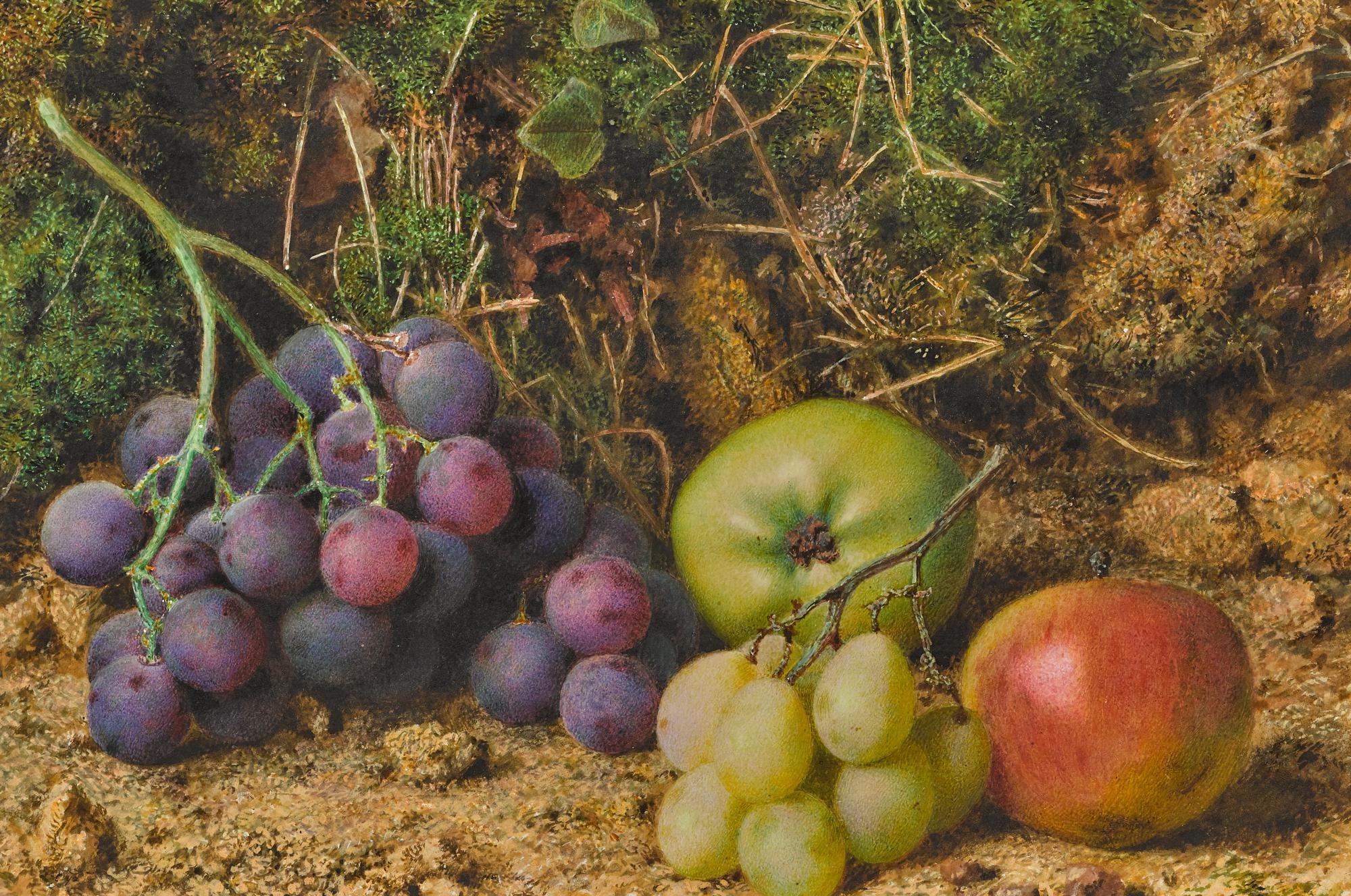 John Sherrin | Grapes and Apples by a Mossy Bank | MutualArt