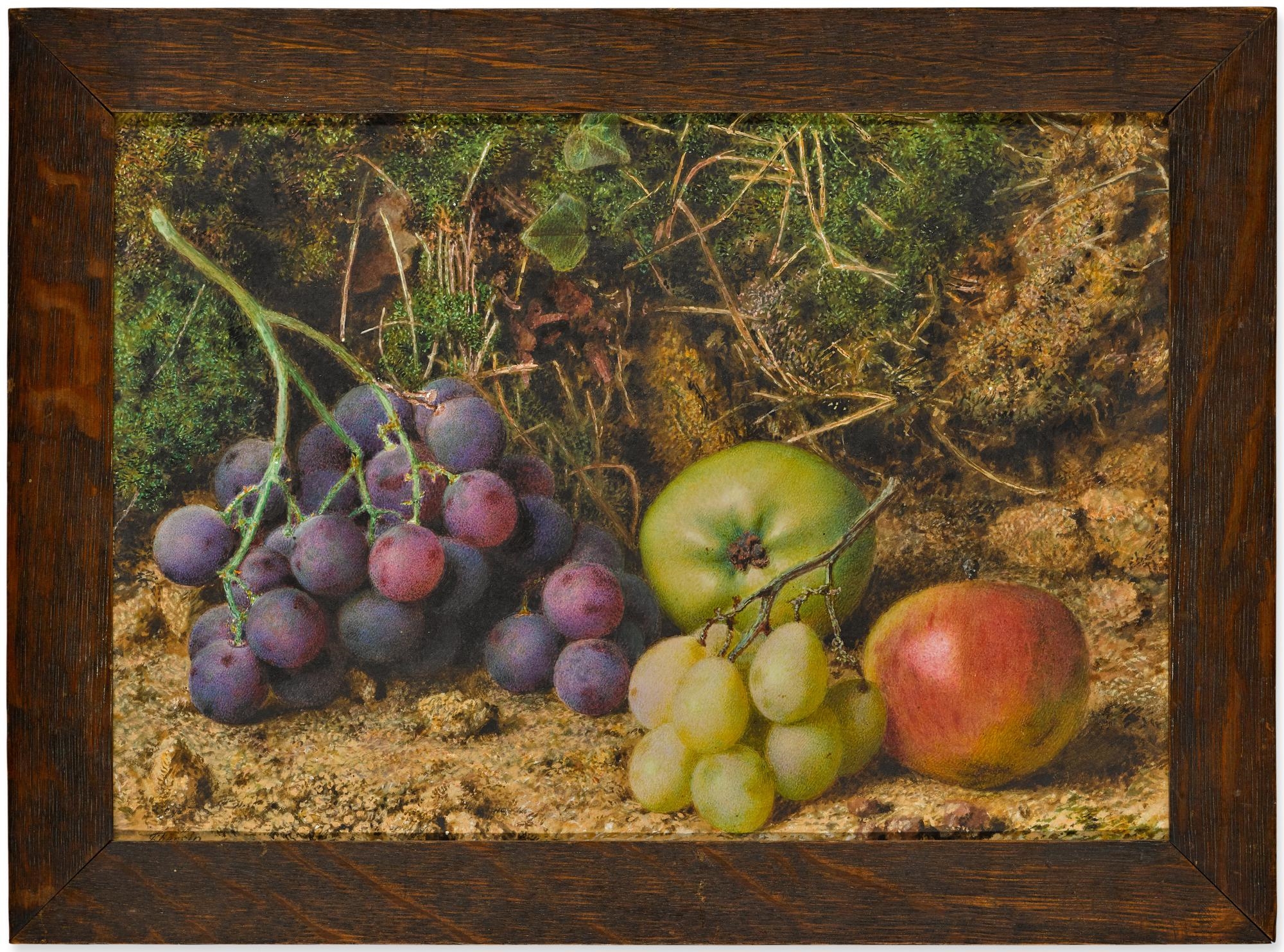 John Sherrin | Grapes and Apples by a Mossy Bank | MutualArt