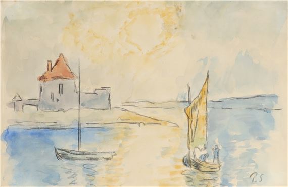 Paul Signac | Figures in a sailboat | MutualArt