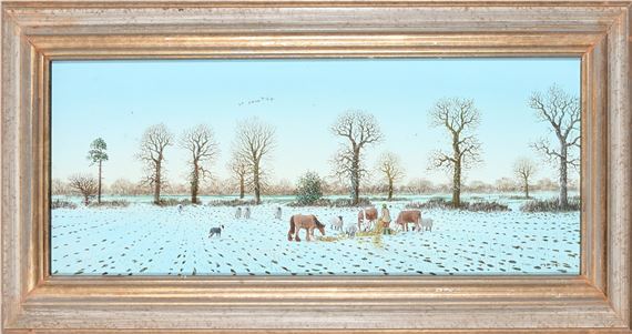 Nicholas Mace | Feeding the cattle in a winter landscape | MutualArt