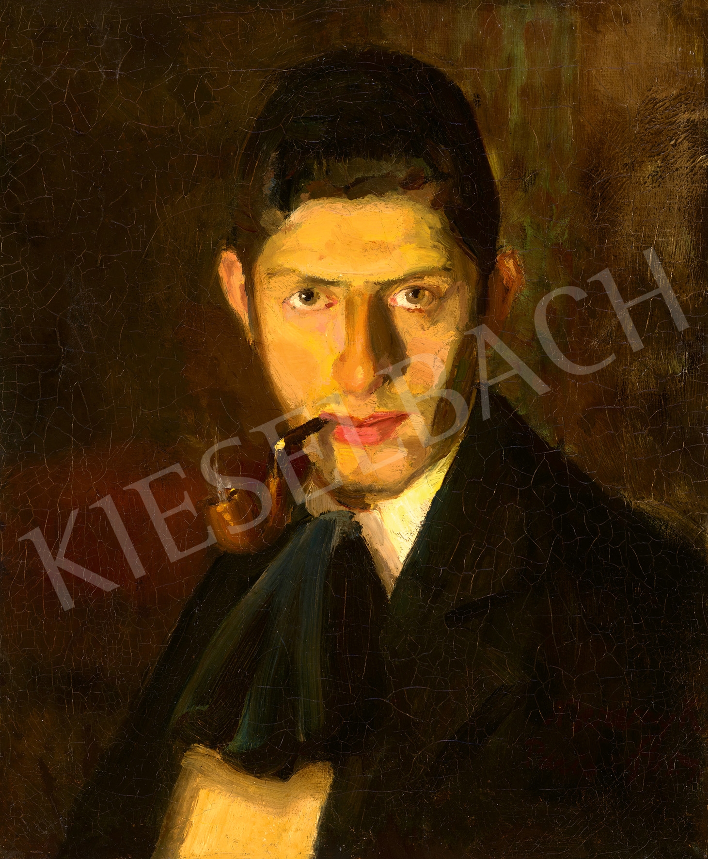 Robert Berény | Self-Portrait with a Pipe (1905) | MutualArt