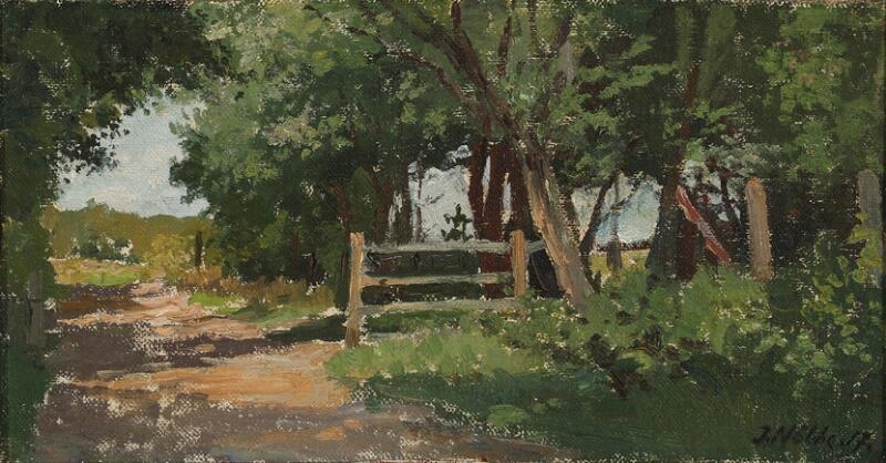 Jacob Nöbbe | A gate by a forest road (1917) | MutualArt