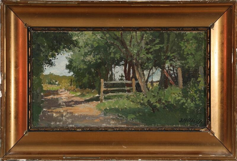 Jacob Nöbbe | A gate by a forest road (1917) | MutualArt
