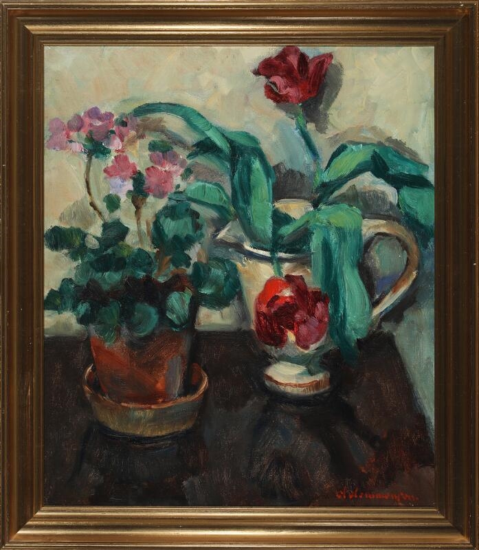Clemen Jeppe Clemmensen | Still life with flowers on a table | MutualArt