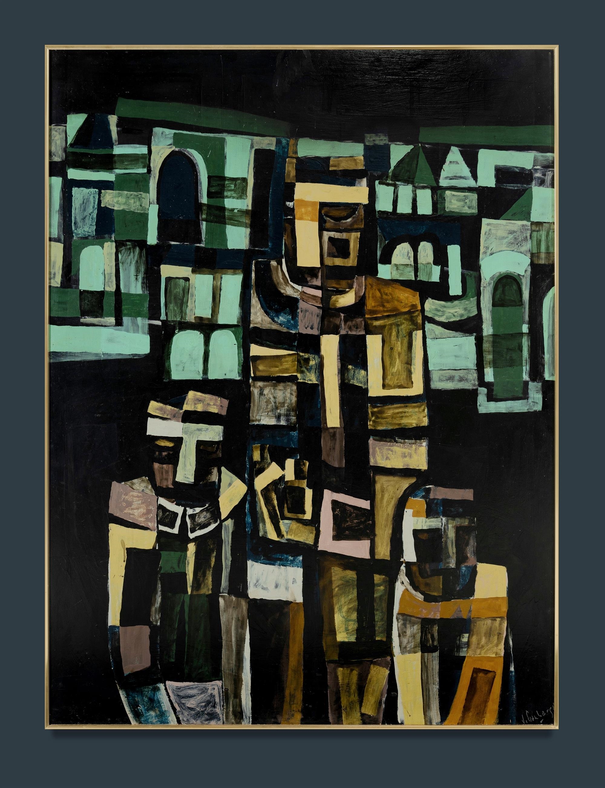 Jan Senbergs | Abstract Figures in a Cityscape (1960s) | MutualArt