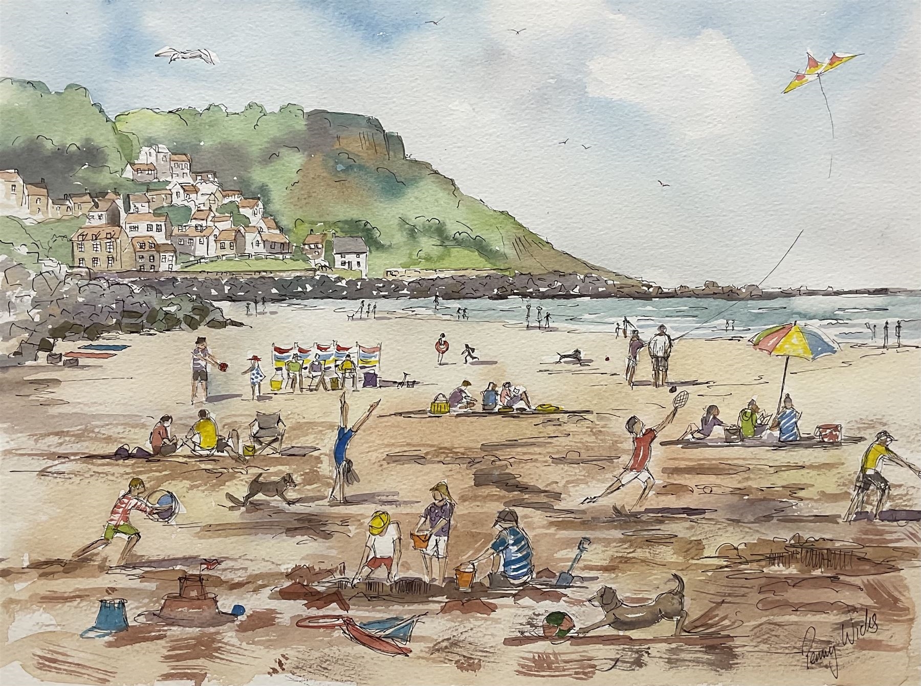 Penny Wicks | 'Fun on the Beach at Runswick Bay' | MutualArt