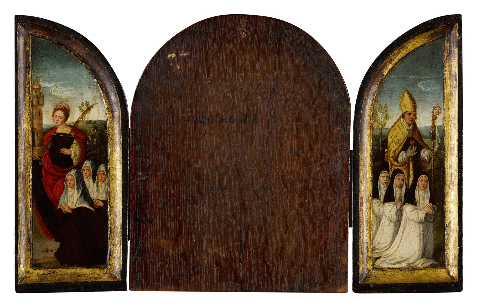 Flemish School, 16th Century | Triptych with the Crucifixion and Saints John the Evangelist ...