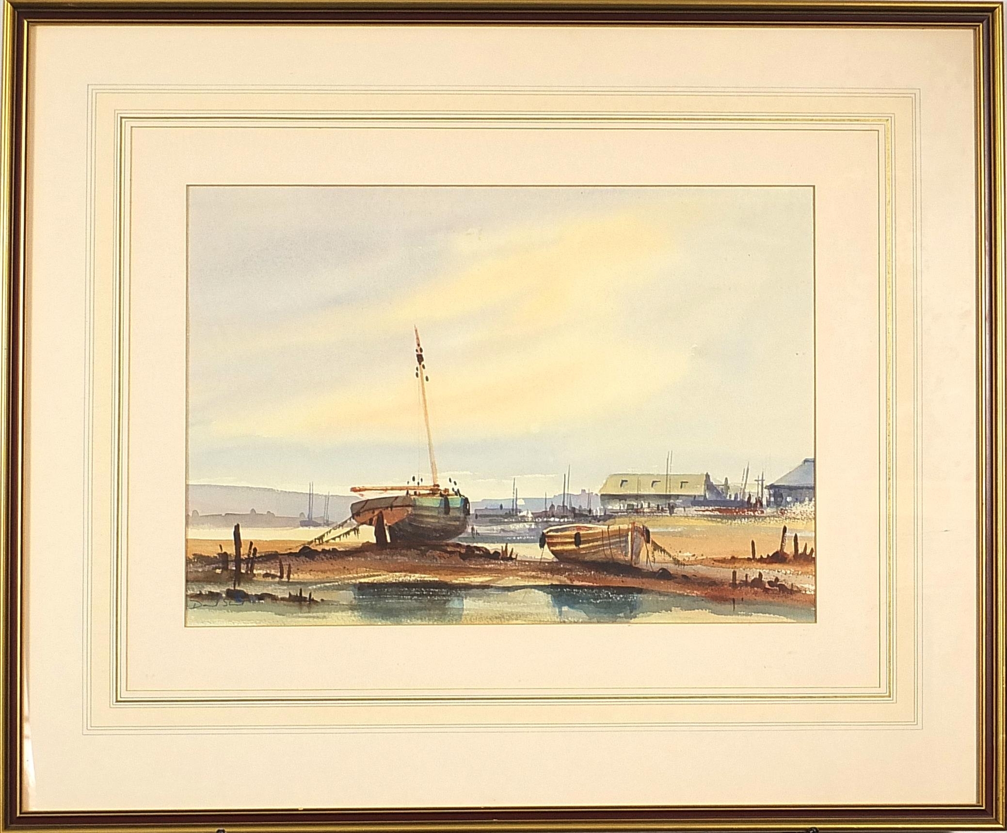 David Short | Harbour scene with moored boats | MutualArt