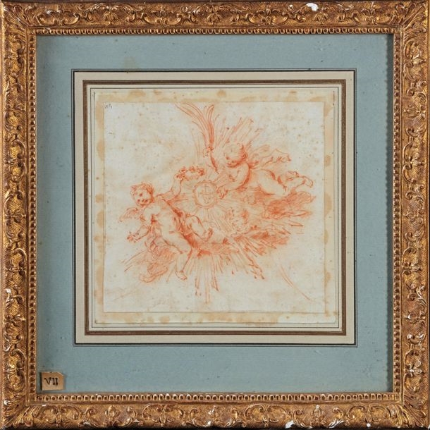 French School, 18th Century | Project of a church decoration with putti ...