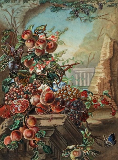 Simon Saint-Jean | Still life with flowers and fruits | MutualArt