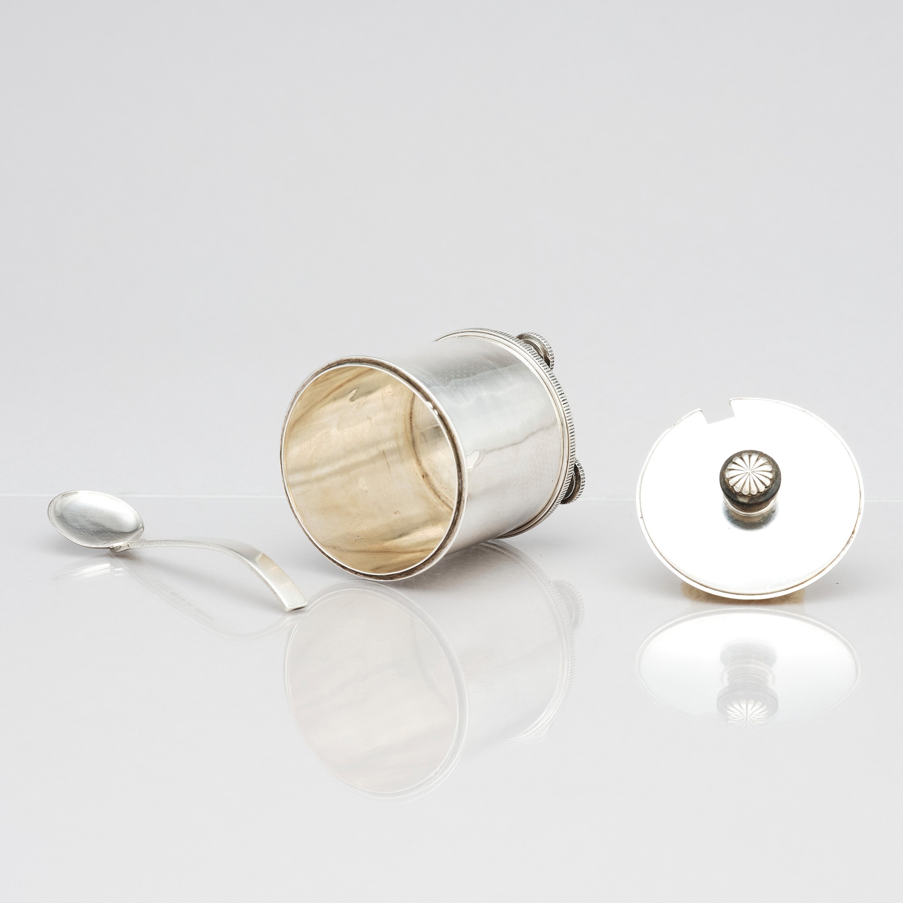 Erik Fleming | a sterling lidded jar with a spoon (1936) | MutualArt