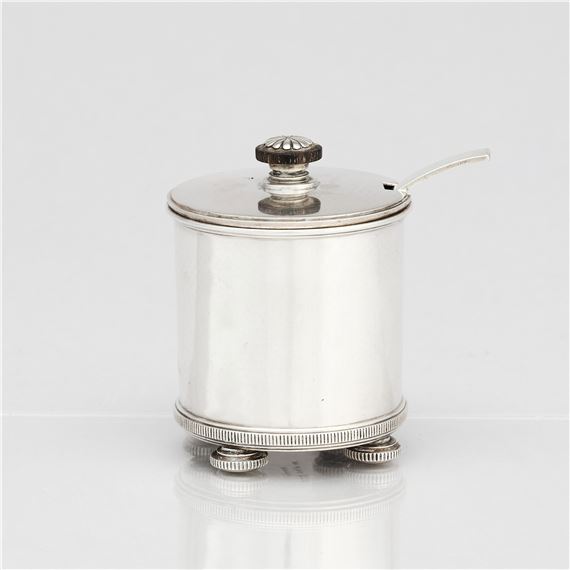 Erik Fleming | a sterling lidded jar with a spoon (1936) | MutualArt