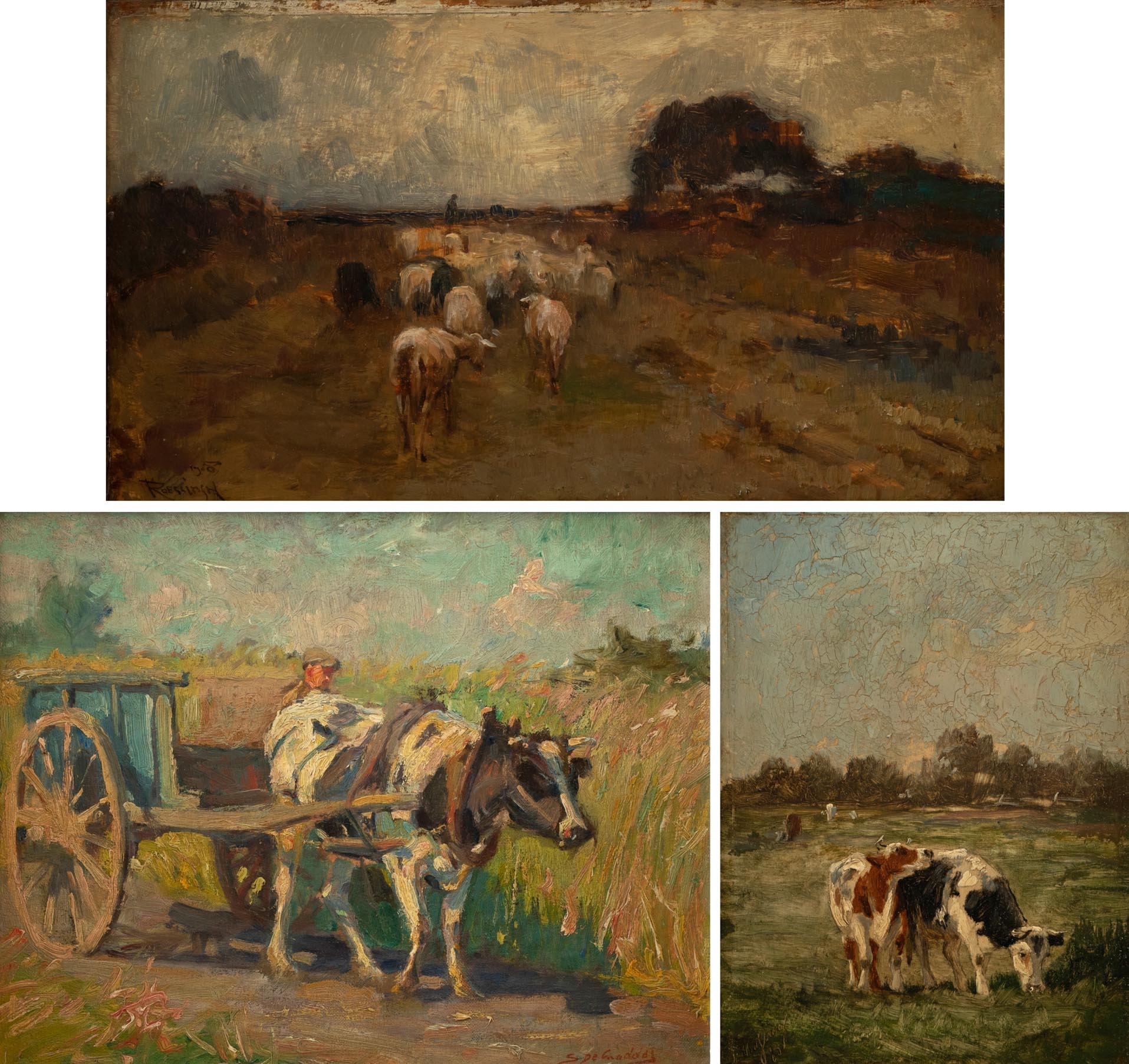 Louis Albert Roessingh | Heath view with shepherd and flock of sheep ...