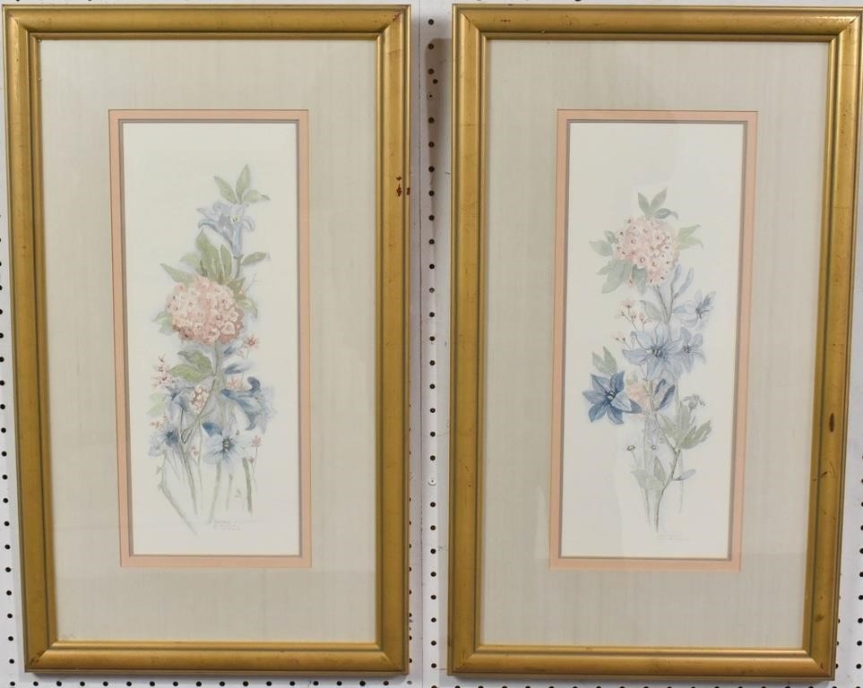 Mary Bertrand | Mary Bertrand, 2 Floral watercolors | MutualArt
