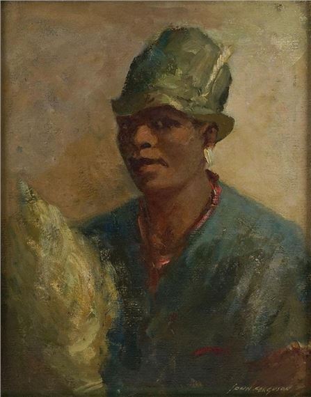 John Kenneth Ferguson | Portrait with Green Hat | MutualArt