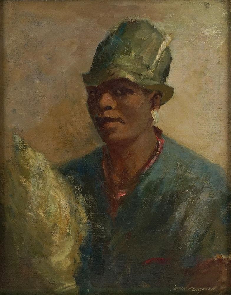 John Kenneth Ferguson | Portrait with Green Hat | MutualArt