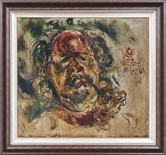 Affandi | Self Portrait with Pipe (1976) | MutualArt