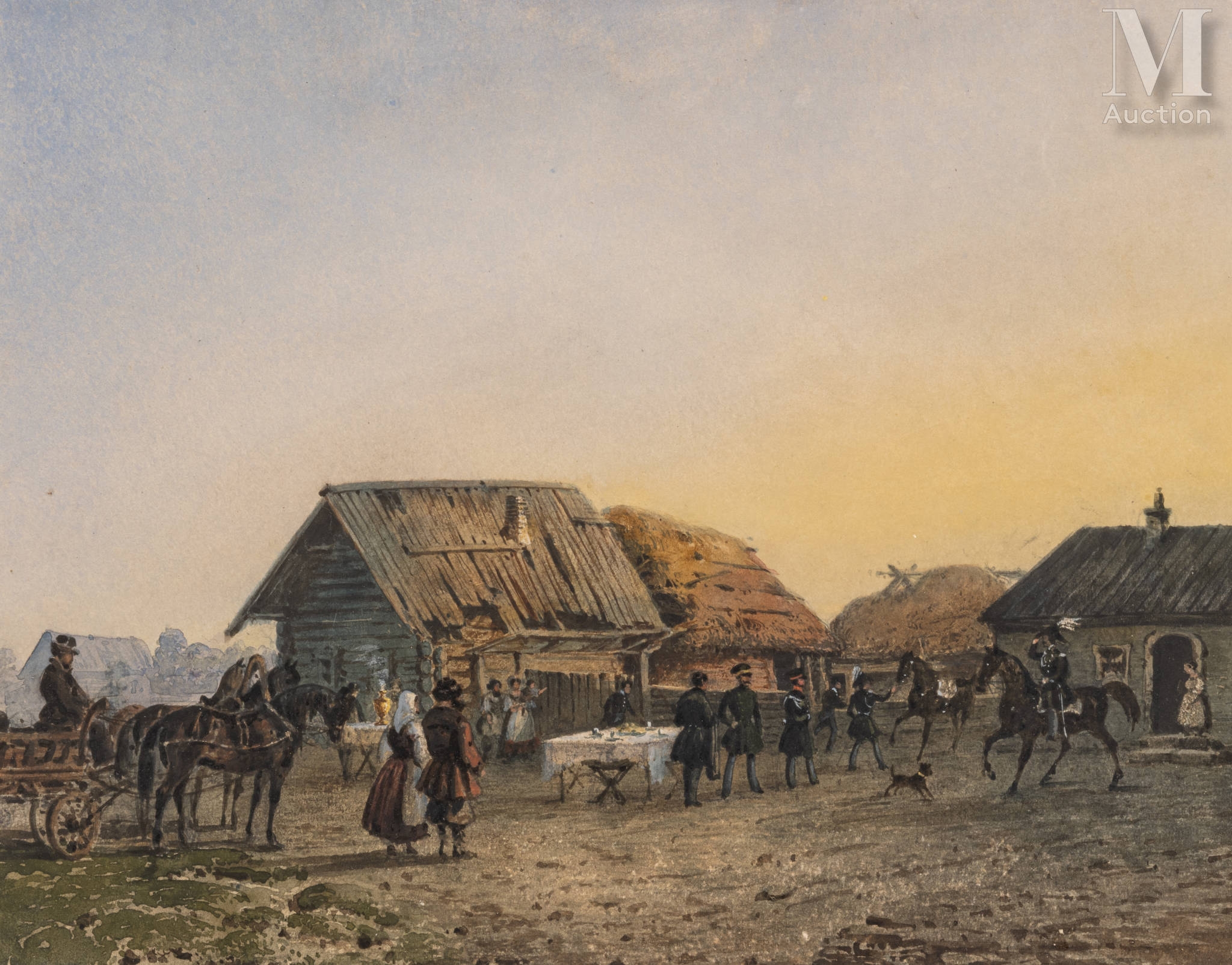 Russian School, 19th Century | L’arrivée du régiment au village | MutualArt