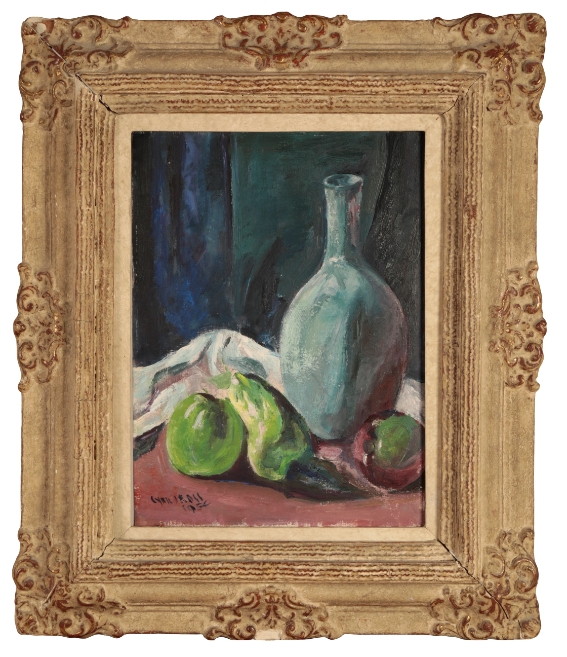 Cyril J. Ross | Still life study of fruit and a blue vase (1954 ...