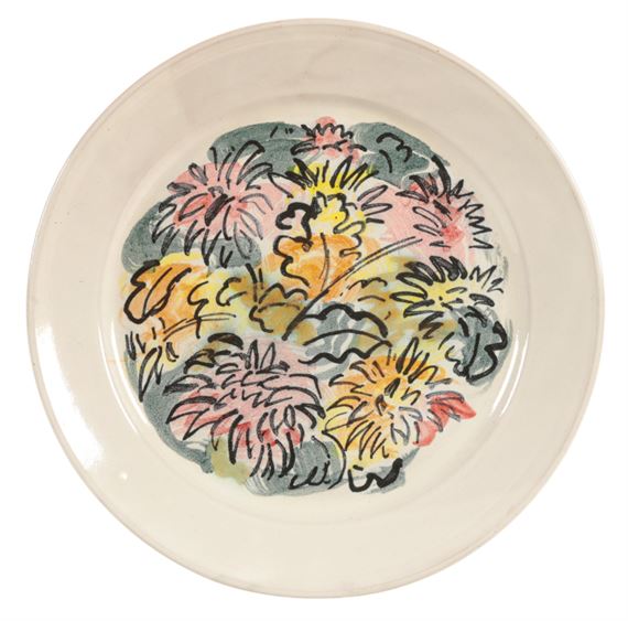 Edward Piper | A large floral painted plate | MutualArt