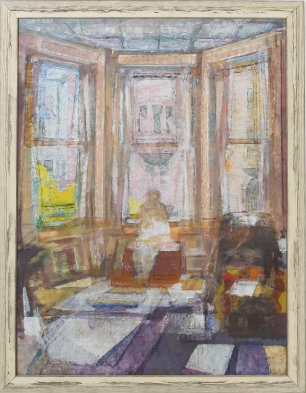 Charles Gresham | Abstract interior scene with man reading | MutualArt
