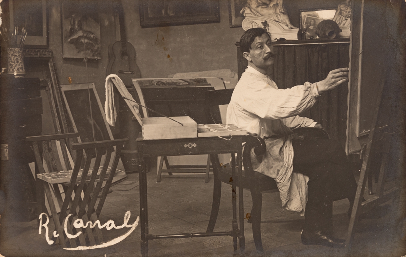 Ricard Canals y Llambí | Retrato del pintor Ricard Canals en su taller ...