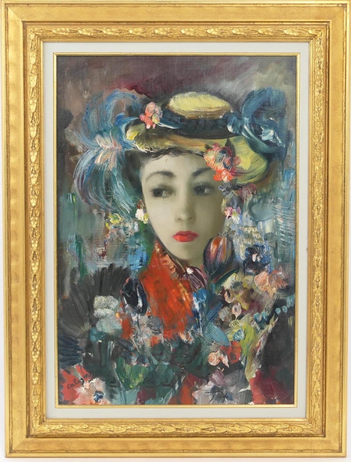 Jean Calogero | Portrait of a young girl in a straw boater adorned with ...