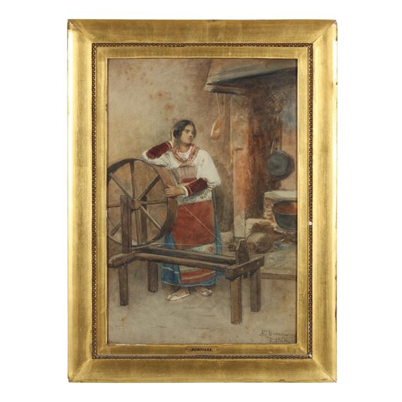 Augusto Bompiani | Weaver at Her Loom | MutualArt