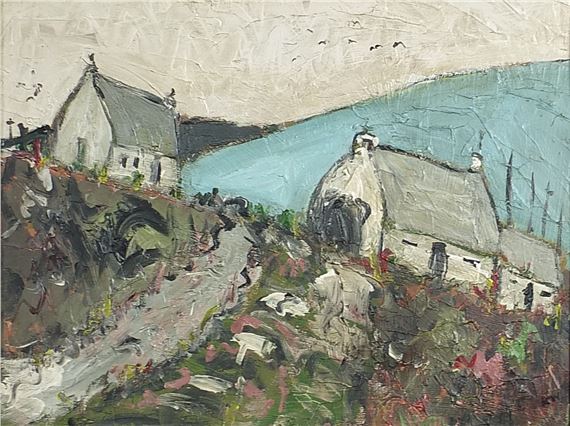 Kyffin Williams | Manner of Kyffin Williams - Cottages before mountains ...