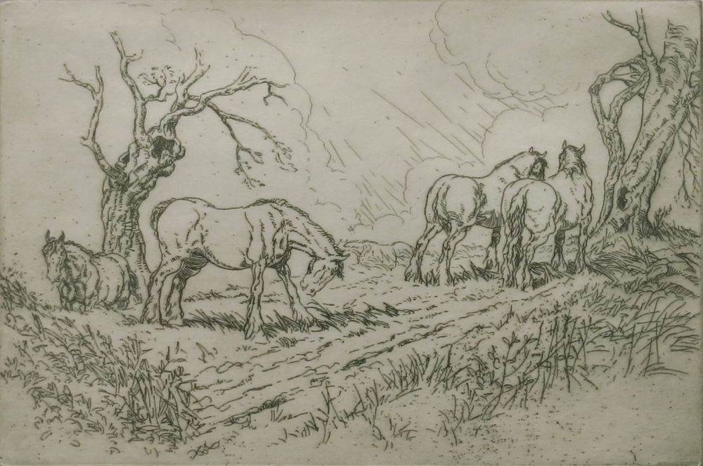 Anton Lock | horses in a field and horses in a clearing | MutualArt