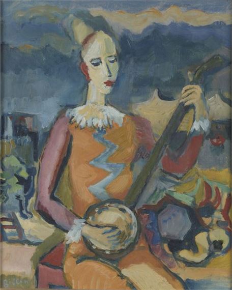 Arthur Fillon | Clown playing the banjo | MutualArt