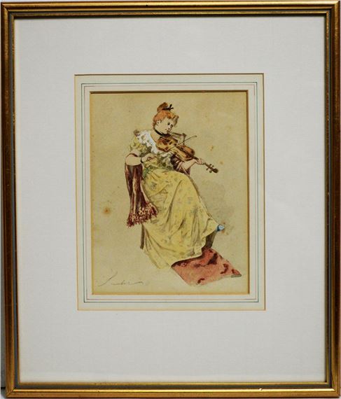 Robert Sauber | Portrait of a lady playing the violin | MutualArt