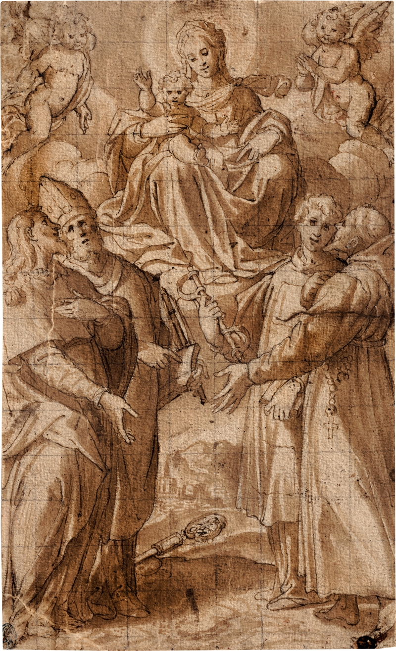 Camillo Procaccini | Madonna mit Kind auf Wolken thronend und vier ...