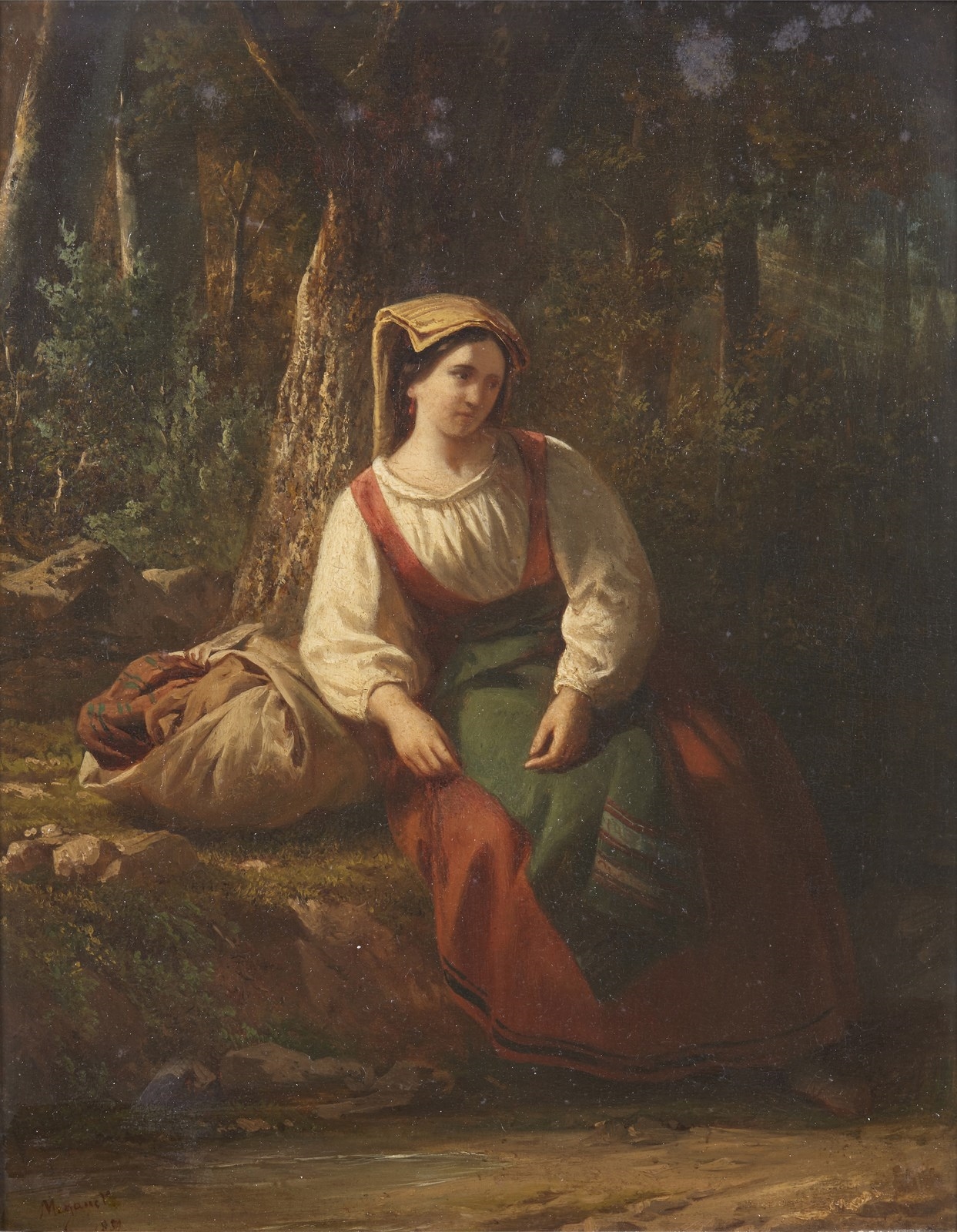 François Marius Granet | Woodland landscape with a commoner woman (1831 ...