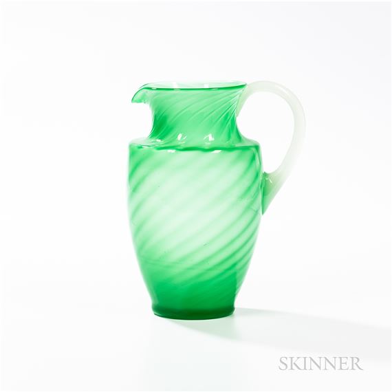 Steuben Glass | Steuben Jade Green and Alabaster Glass Lemonade Pitcher ...