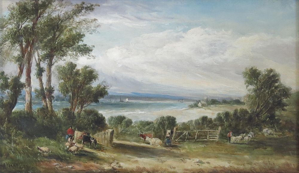 Alfred Henry Vickers | a coastal scene with a shepherd and shepherdess ...