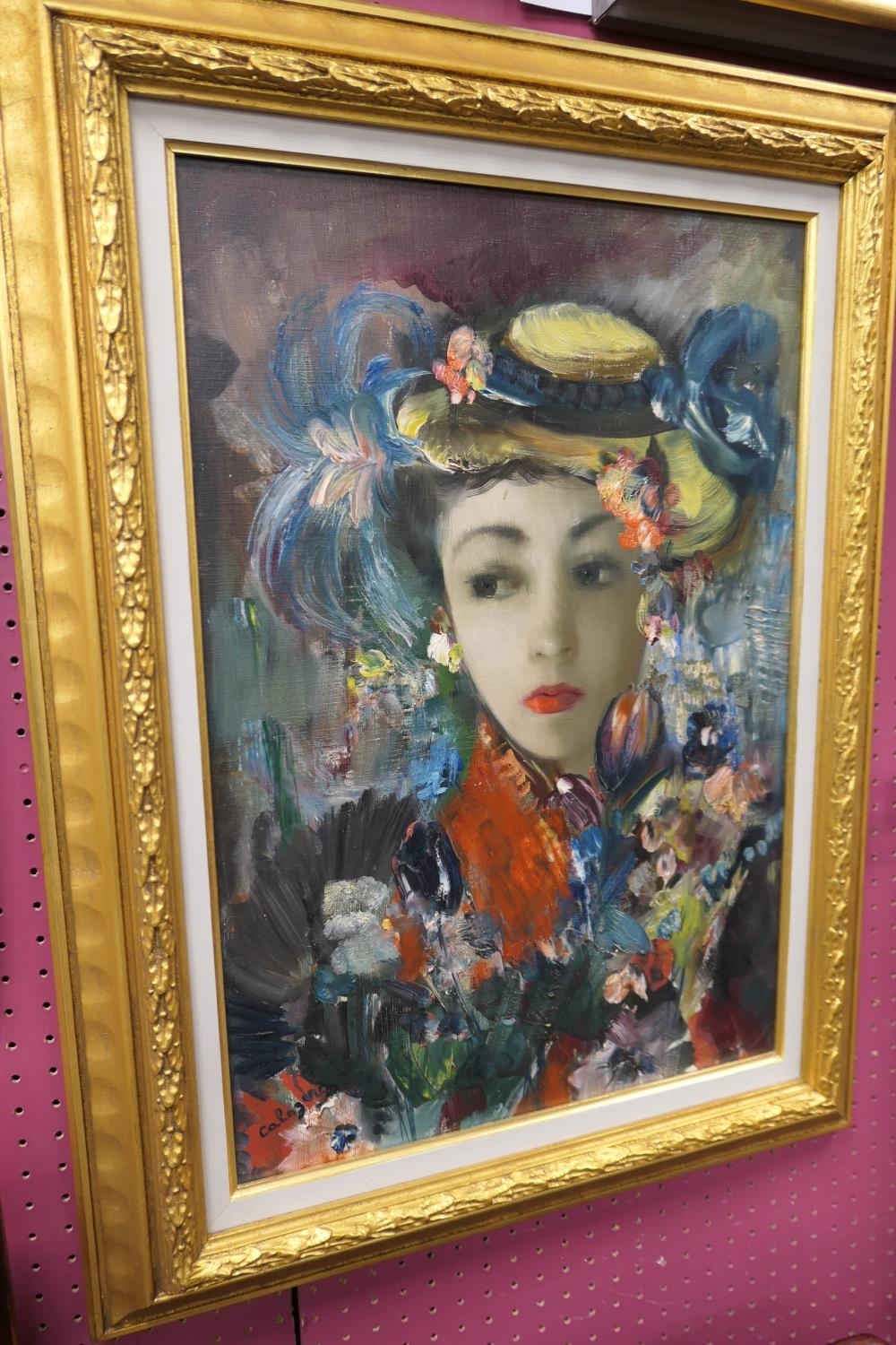 Jean Calogero | Portrait of a young girl in a straw boater adorned with ...