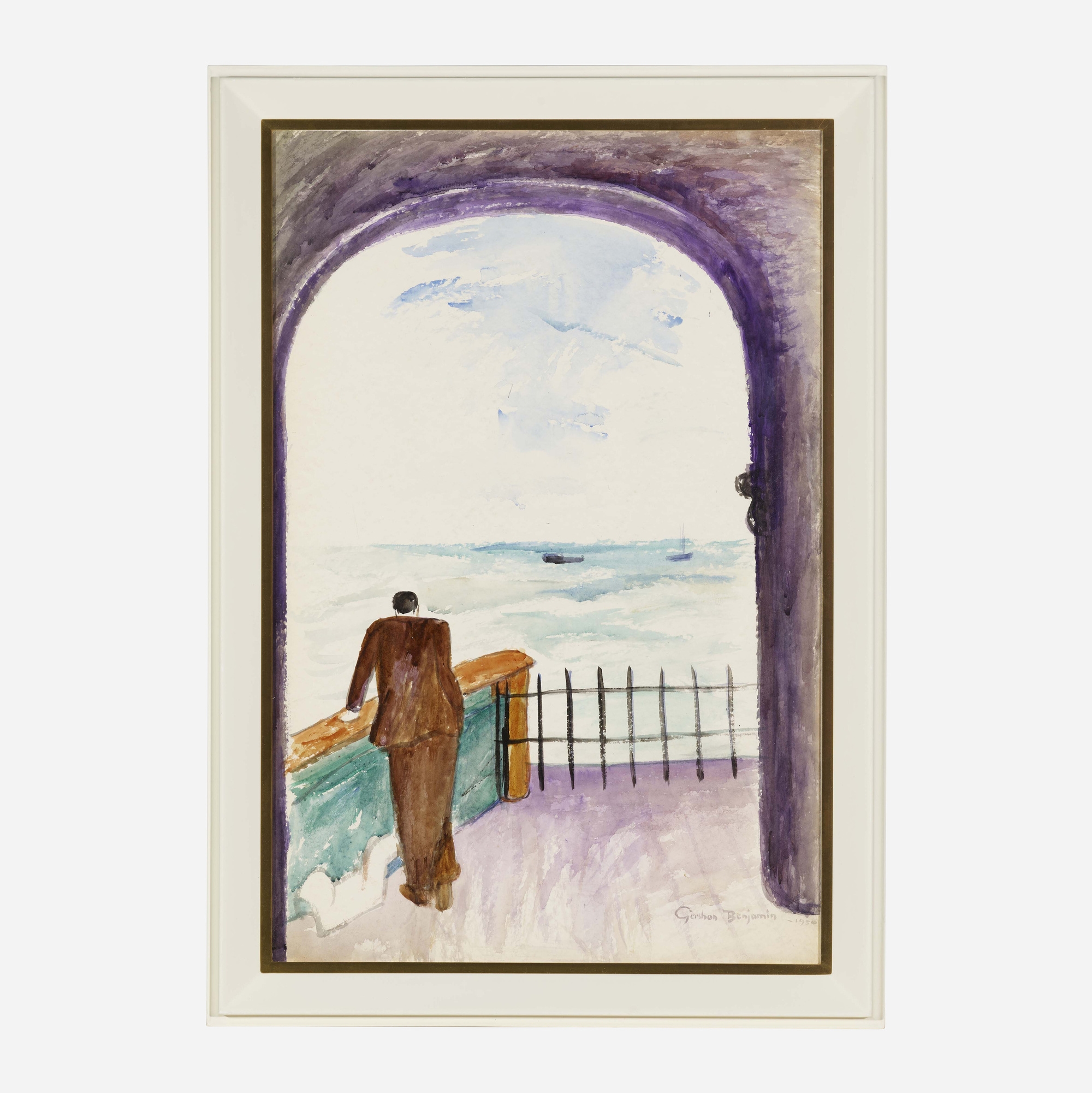 Gershon Benjamin | Hoboken Ferry Terminal (1950) | MutualArt