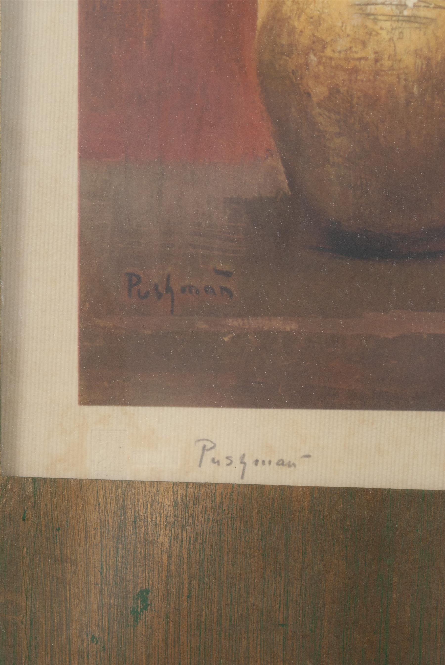 Hovsep Pushman | Still life with Indian bronze and ceramic vase against ...