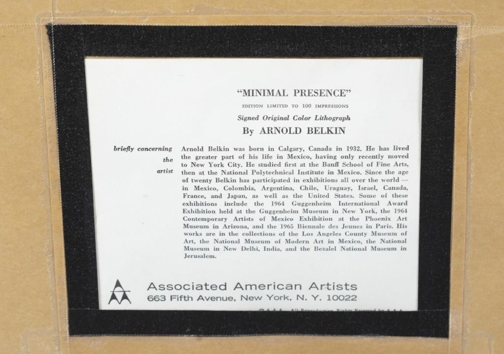 Arnold Belkin | Minimal Presence (1971) | MutualArt