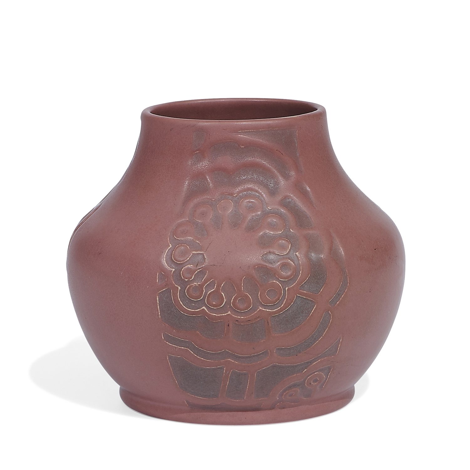 Elizabeth Overbeck | Two-color vase with three deeply carved and ...